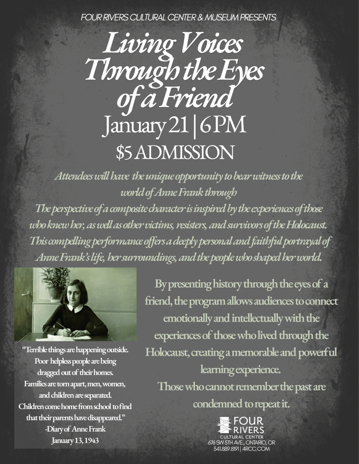 Living Voices: Through the Eyes of a Friend (Public) – Four Rivers ...